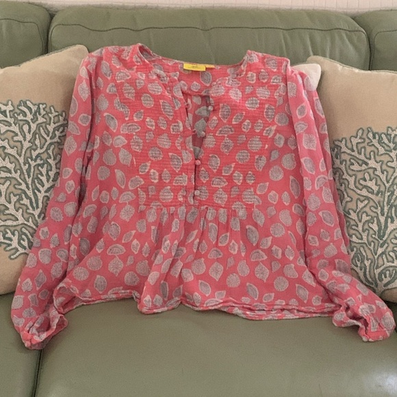 Roller Rabbit | Tops | Roller Rabbit Pink Peach Blouse Coastal Beach ...